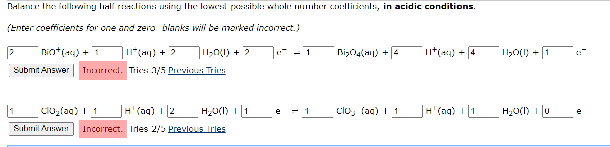 Solved Balance the following half reactions using the lowest | Chegg.com