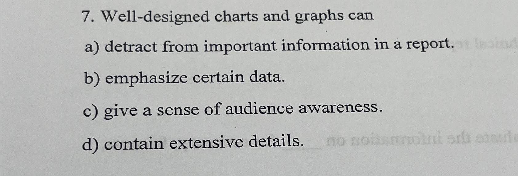 Solved Well-designed charts and graphs cana) ﻿detract from | Chegg.com