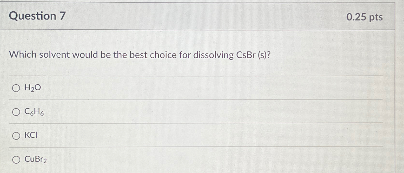 Solved Question 70.25 ﻿ptsWhich solvent would be the best | Chegg.com