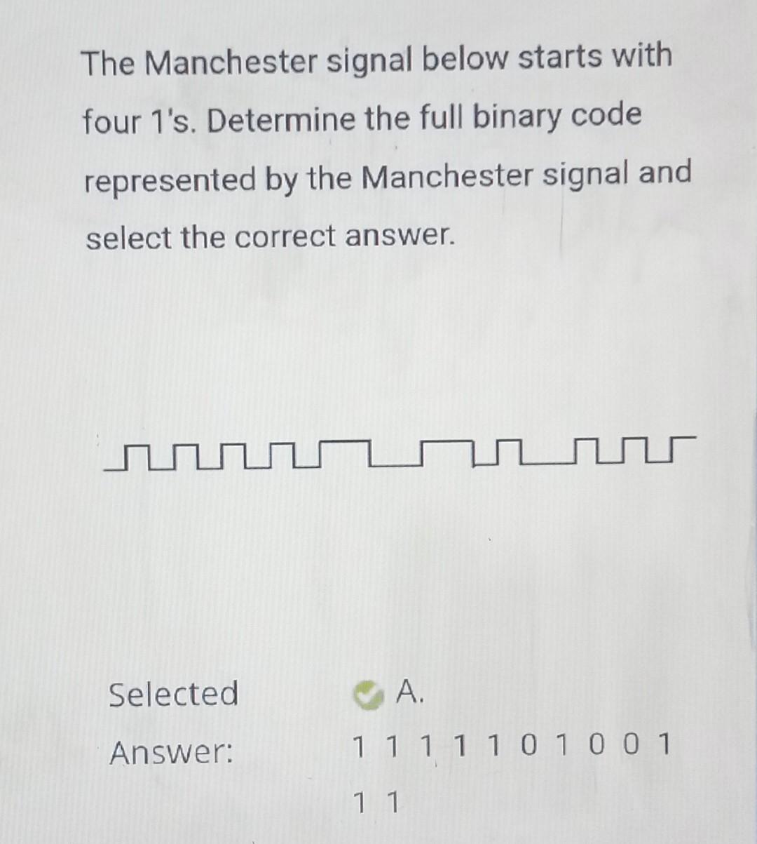 Solved The Manchester signal below starts with four 1's. | Chegg.com