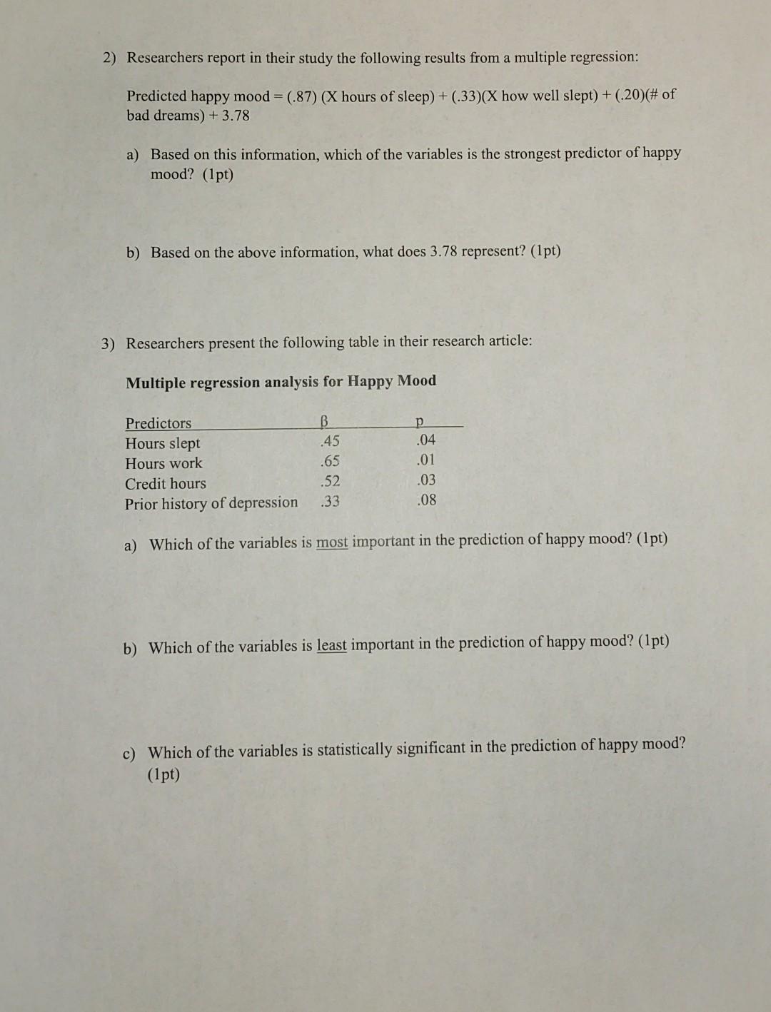 Ch 16 Regression Homework Problems 15pts Total 1 