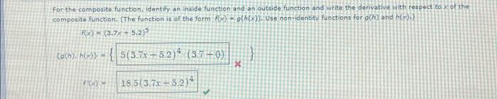 Solved For the composite function, identify an inside | Chegg.com