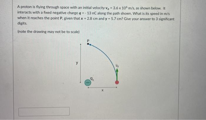 Solved A proton is flying through space with an initial | Chegg.com