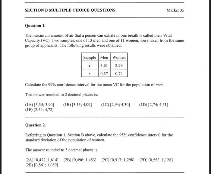 SECTION B MULTIPLE CHOICE QUESTIONS Question 1. The | Chegg.com
