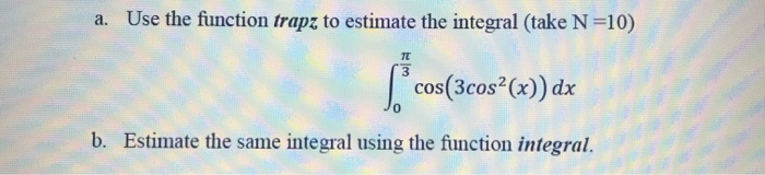 Solved A Use The Function Trapz To Estimate The Integral 