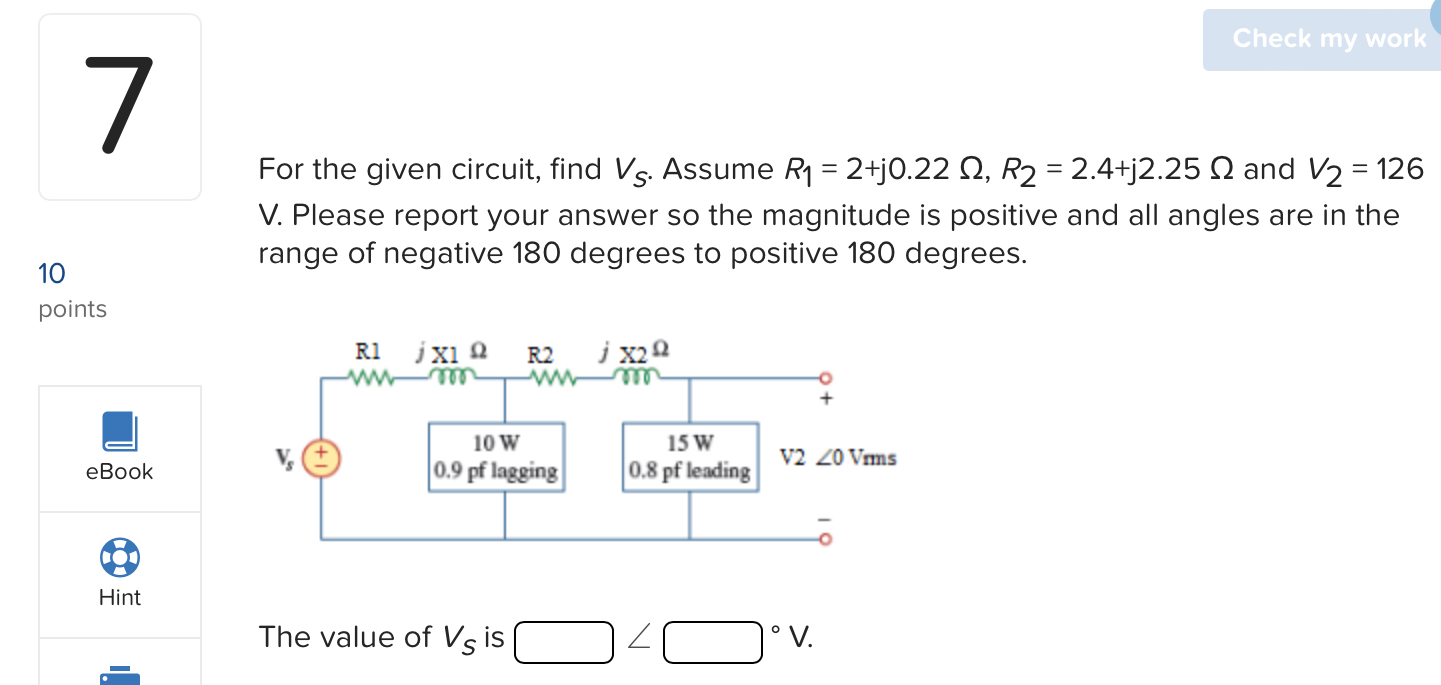 Solved For the given circuit, find V_(S). Assume | Chegg.com