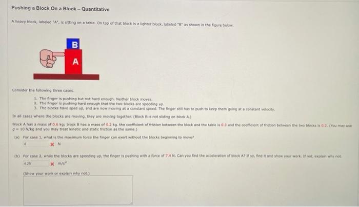 Solved Pushing a Block On a Block - Quantitative A beavy | Chegg.com