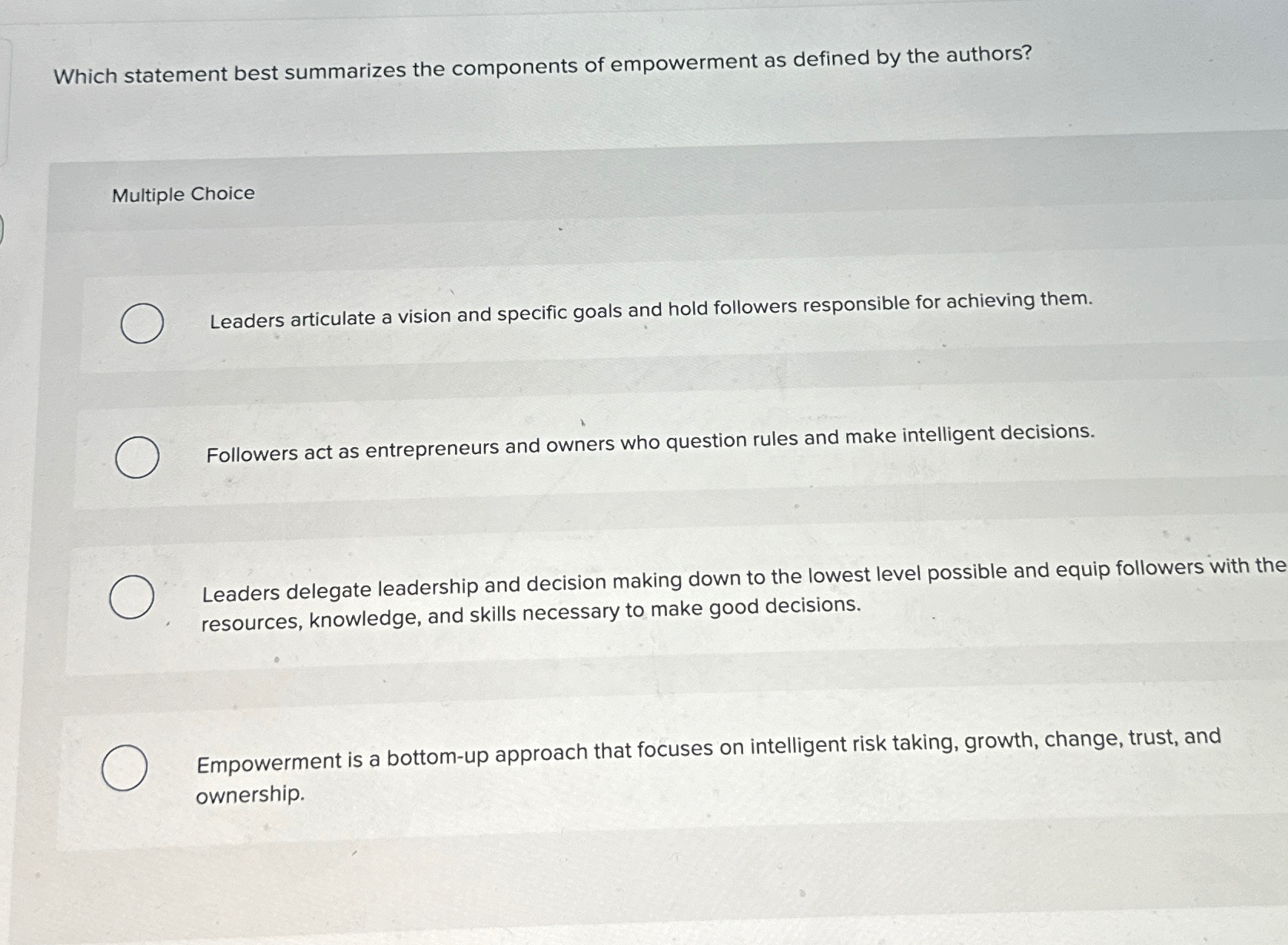 Solved Which statement best summarizes the components of | Chegg.com