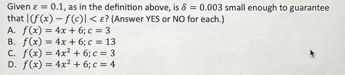 Solved Given (epsilon=0.1 ), as in the definition above, is | Chegg.com