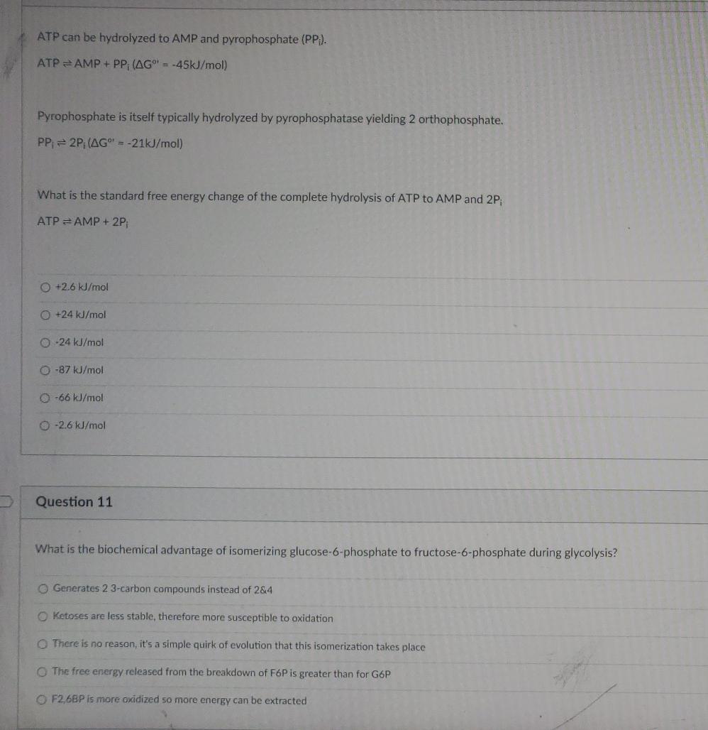 Solved ATP can be hydrolyzed to AMP and pyrophosphate (PP:). | Chegg.com
