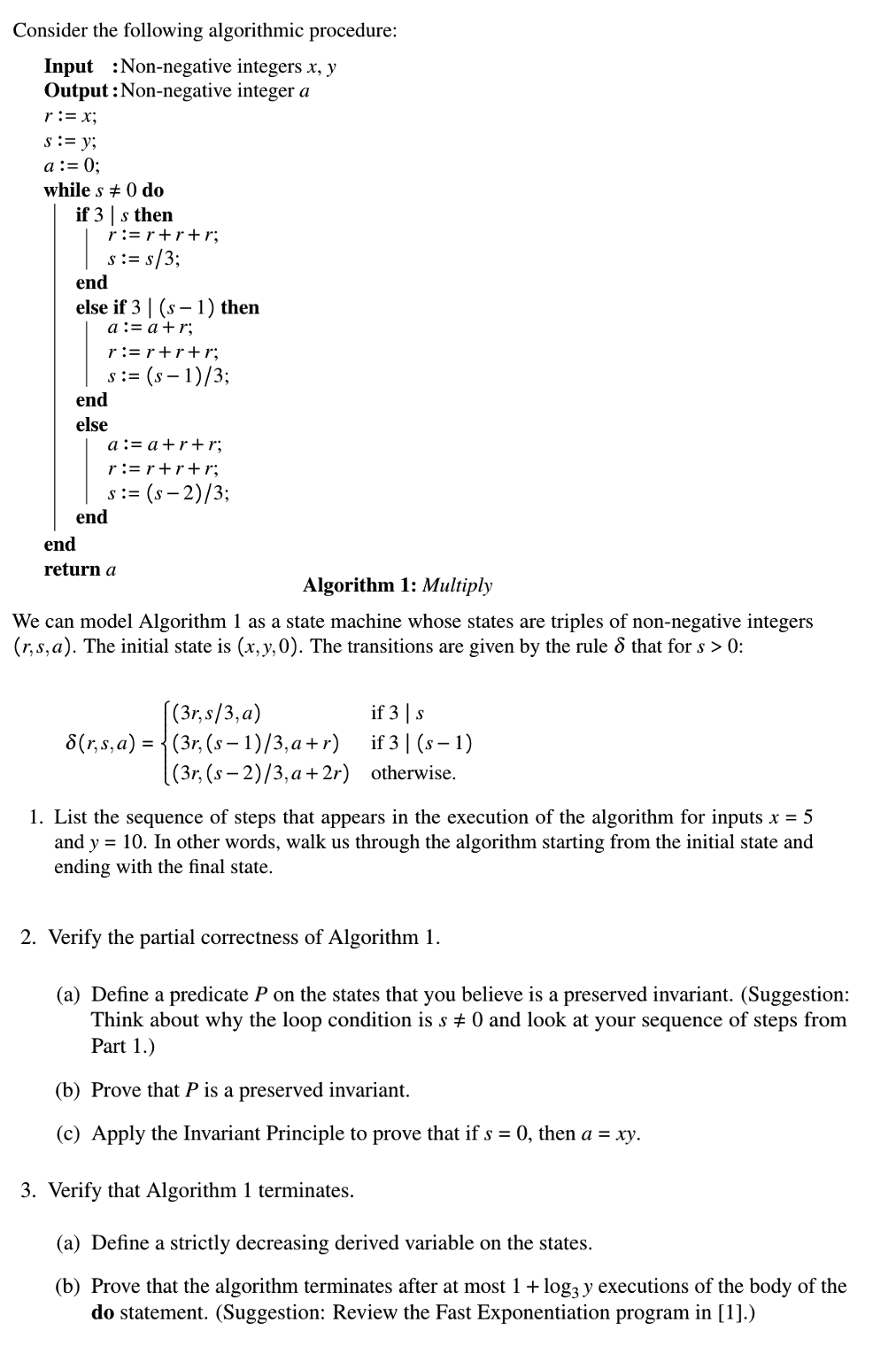 Solved Consider the following algorithmic procedure: Input | Chegg.com