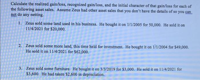 Solved Calculate the realized gain/loss, recognized | Chegg.com