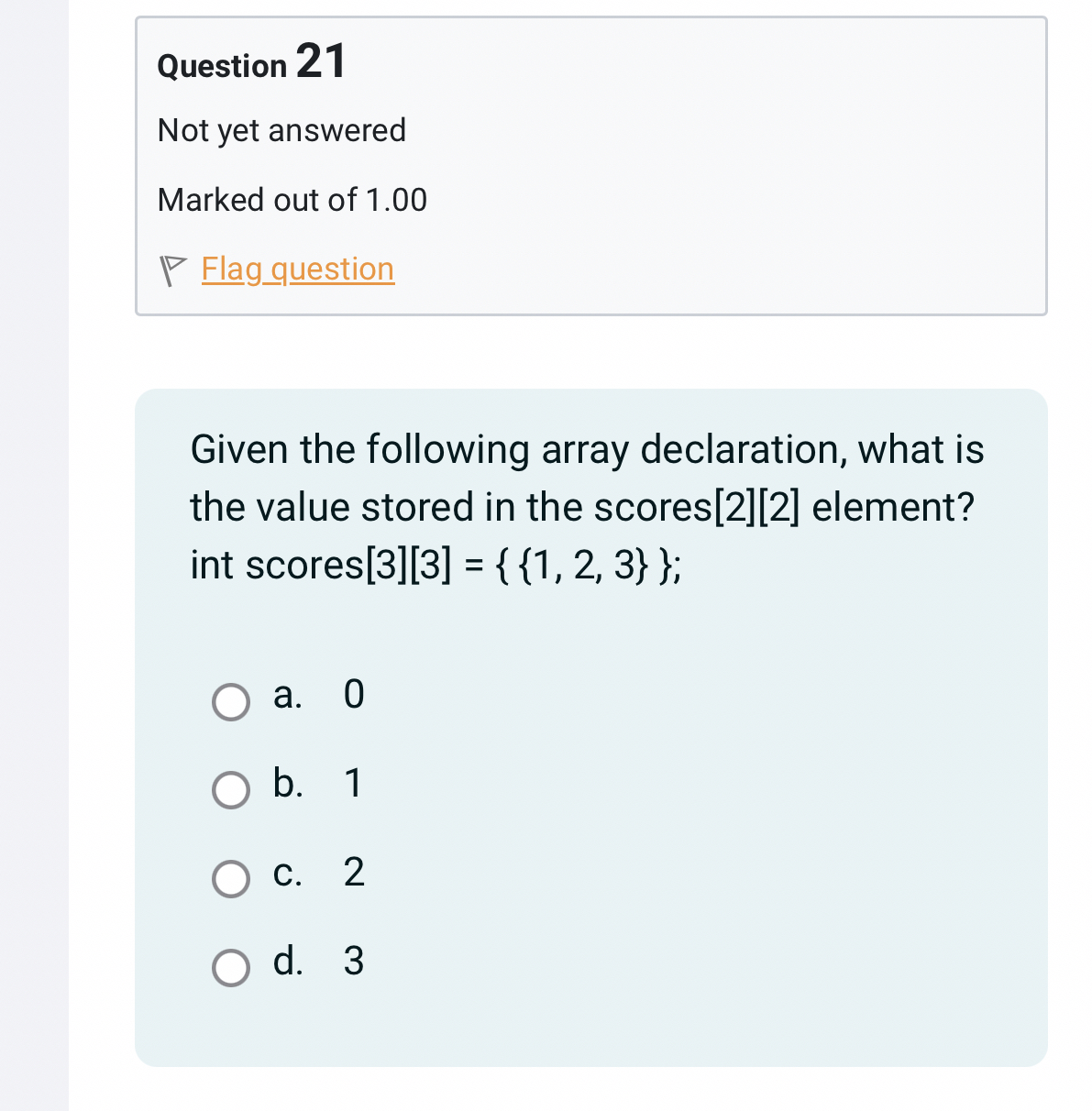 Solved Question 21Not yet answeredMarked out of | Chegg.com