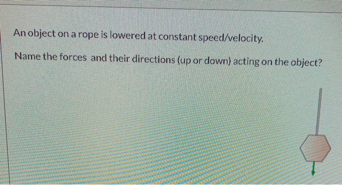 Solved An object on a rope is lowered at constant | Chegg.com