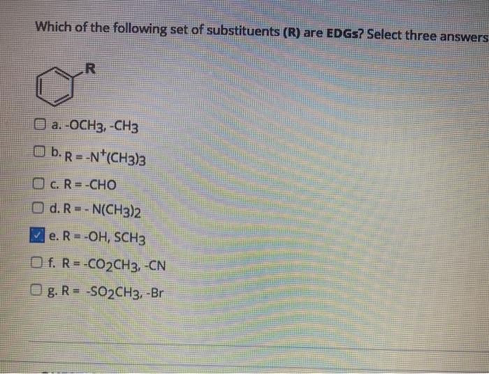 Solved Which of the following set of substituents (R) are | Chegg.com