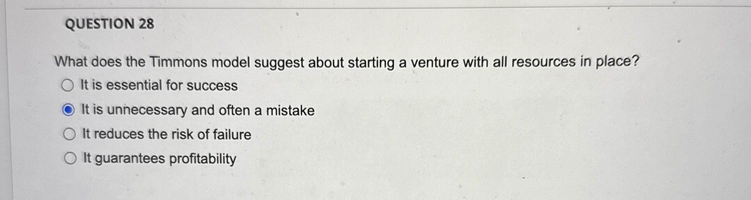 Solved QUESTION 28What does the Timmons model suggest about | Chegg.com