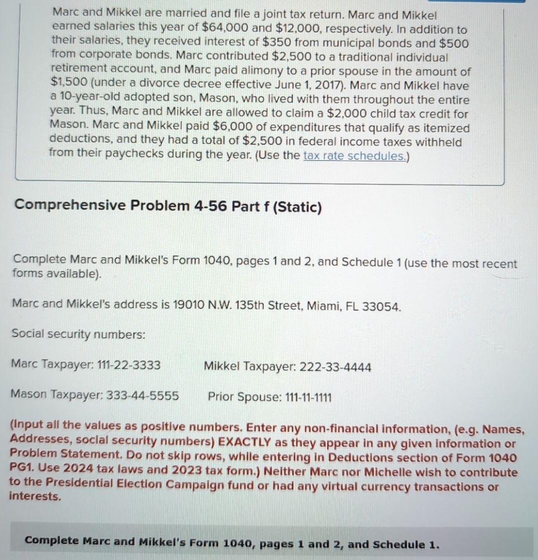 Solved Using 2024 ﻿tax rate schedules. Marc and Mikkel are | Chegg.com