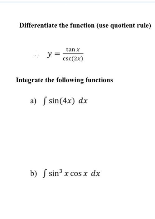 Solved Differentiate the function (use quotient rule) - y = | Chegg.com