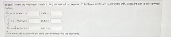 Solved (1 point) Rewrite the following expressions using | Chegg.com