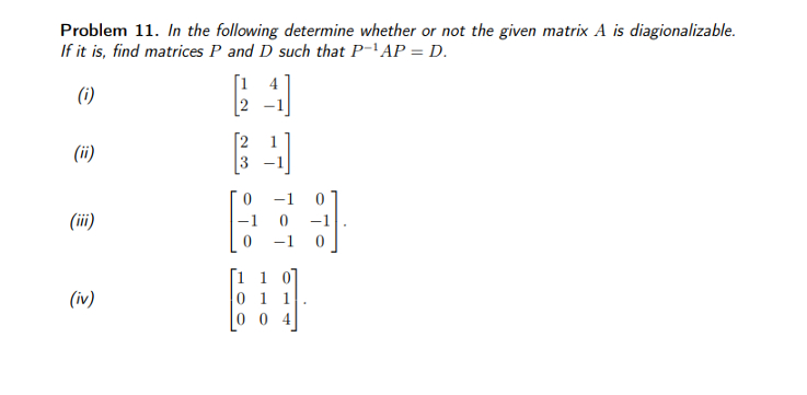 Solved Problem 11. ﻿In the following determine whether or | Chegg.com