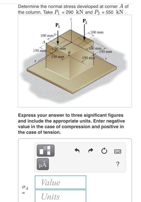 Solved Determine the normal stress developed at corner A of | Chegg.com