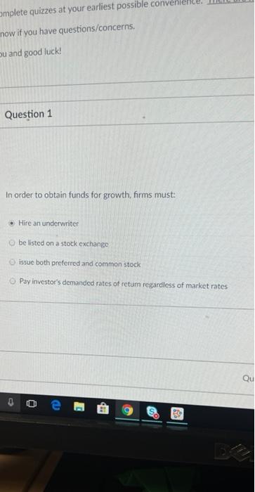 Solved omplete quizzes at your earliest possible | Chegg.com