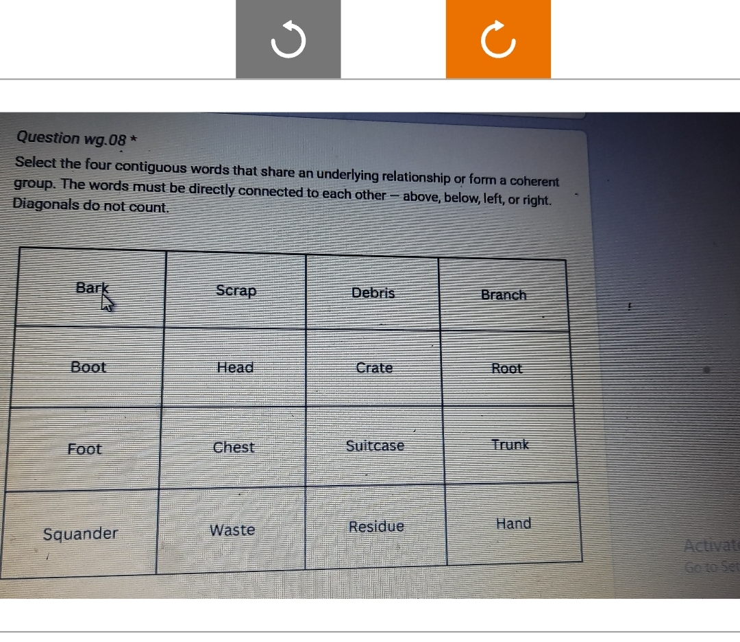 Solved Question wg. 08 *Select the four contiguous words | Chegg.com