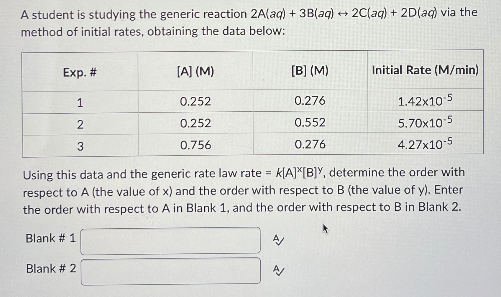 Solved A student is studying the generic reaction | Chegg.com