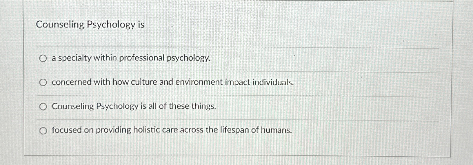 Solved Counseling Psychology isa specialty within | Chegg.com