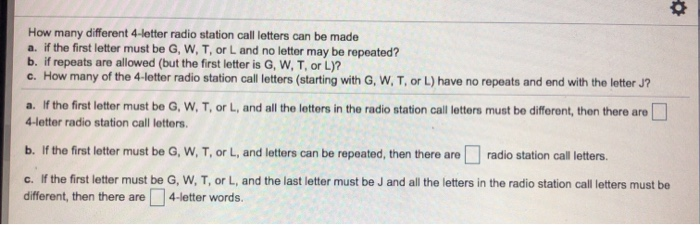 Solved How Many Different 4 letter Radio Station Call Chegg
