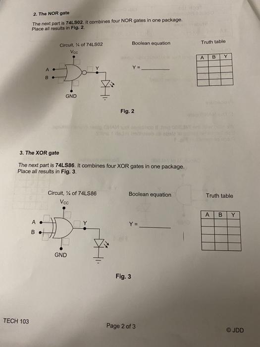 Solved 2. The NOR gato The next part is 74LS02. It combines | Chegg.com