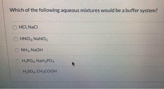 Solved Which of the following aqueous mixtures would be a | Chegg.com