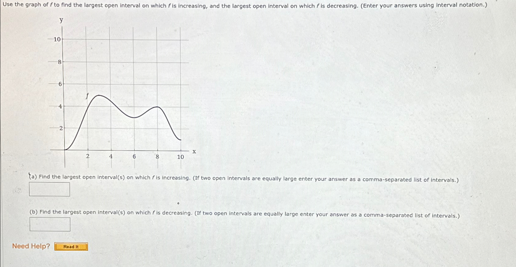Solved Use the graph of f ﻿to find the largest open interval | Chegg.com