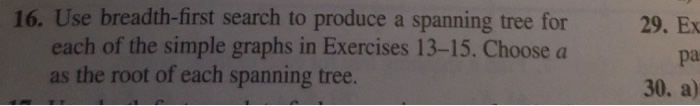 16. Use breadth-first search to produce a spanning | Chegg.com