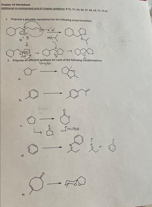 Solved Chapter 19 Worksheet Additional recommended | Chegg.com