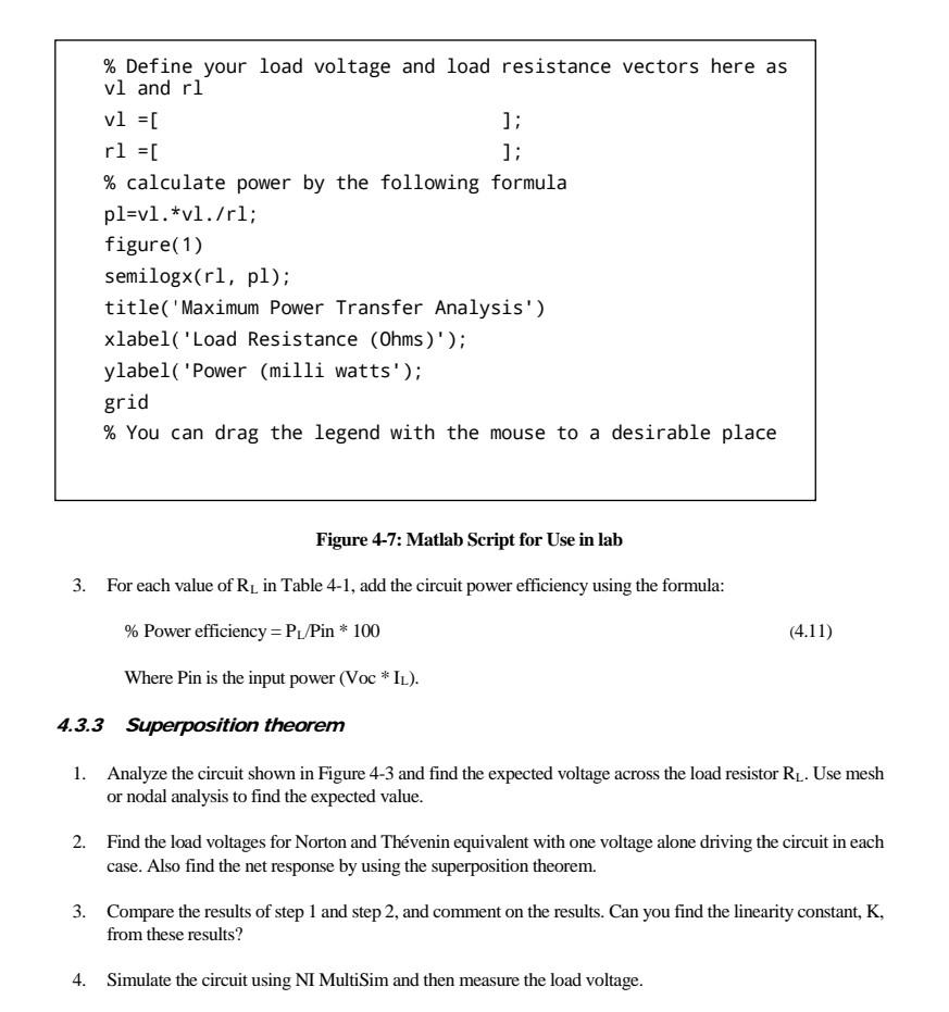 Solved Table 4 1 Load Voltages And Power Computed 2 Plot