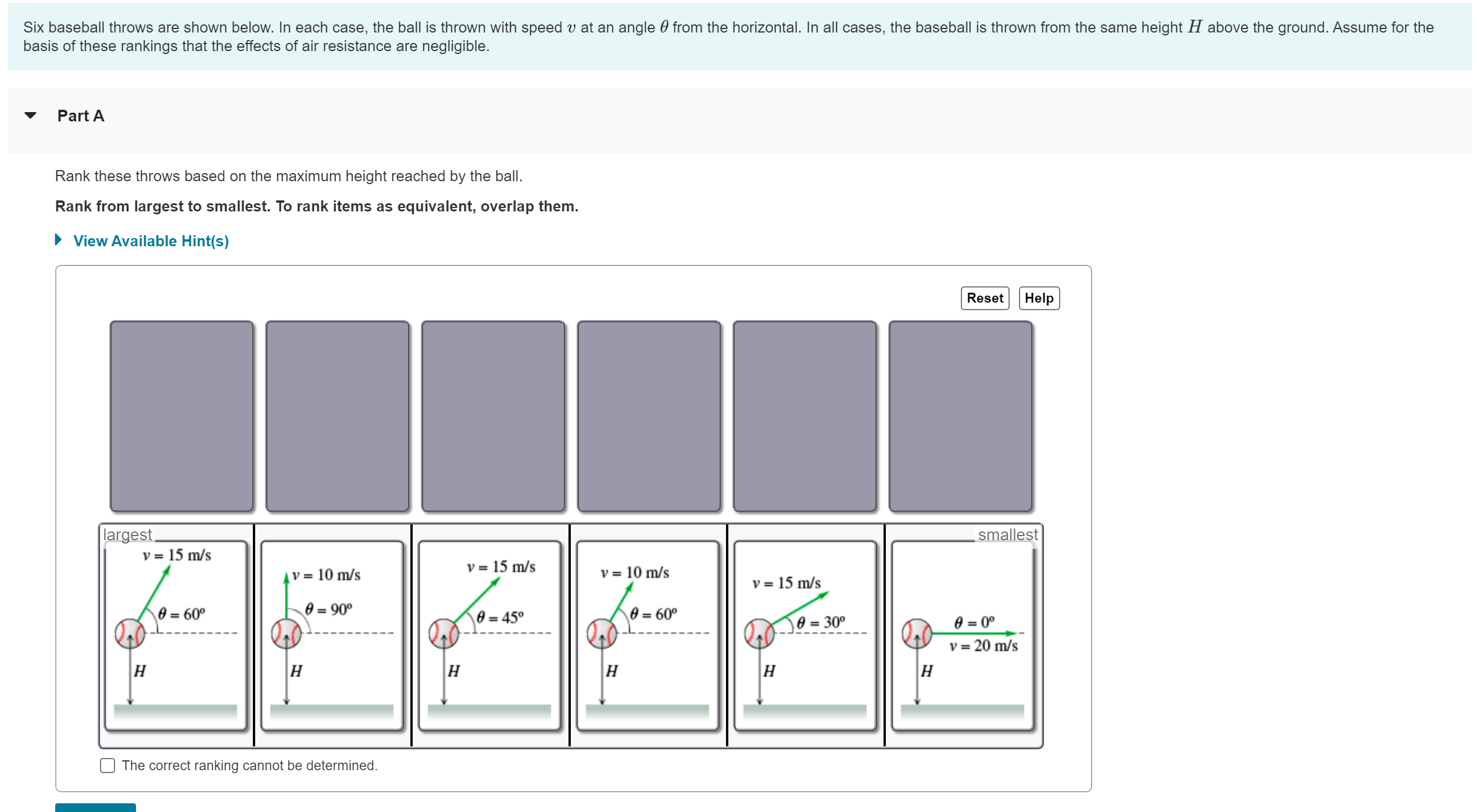 Solved Six baseball throws are shown below. In each case, | Chegg.com