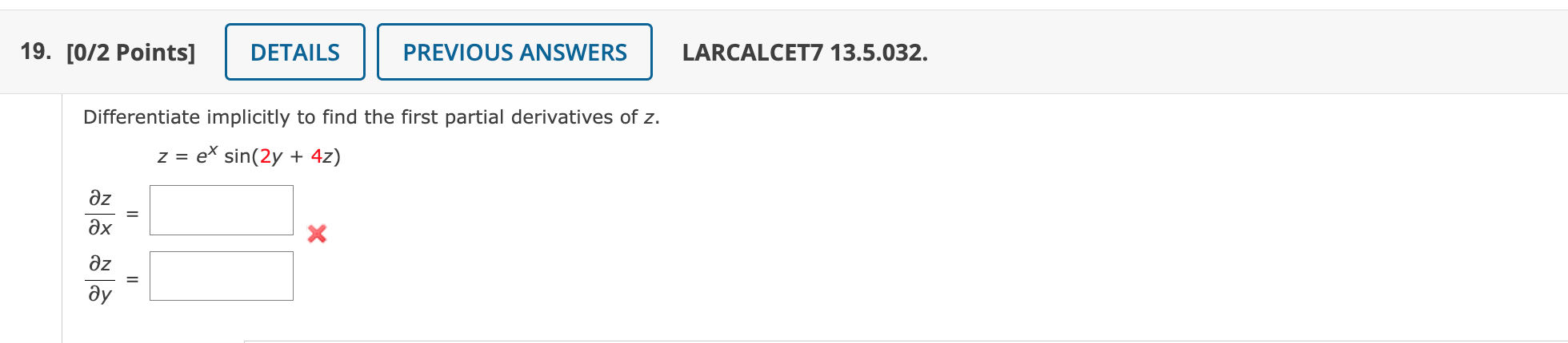 Solved [0/2 ﻿Points]Differentiate implicitly to find the | Chegg.com