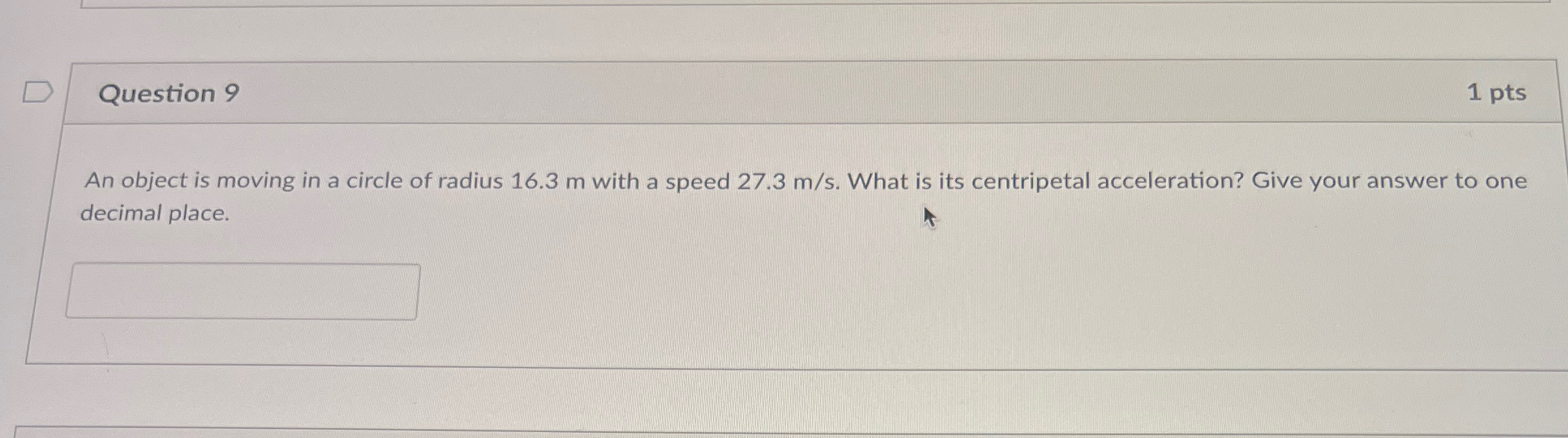 Solved Question 91 ﻿ptsAn object is moving in a circle of | Chegg.com