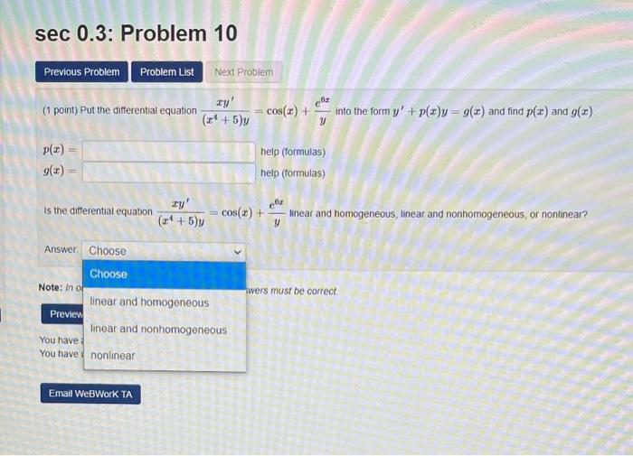 Solved sec 0.3: Problem 10 Previous Problem Problem List | Chegg.com