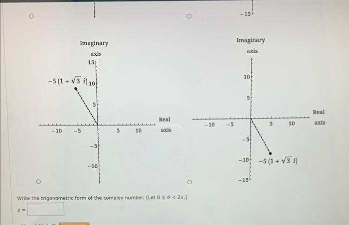 Solved Plot the complex number. -5(1 + V30 Imaginary | Chegg.com