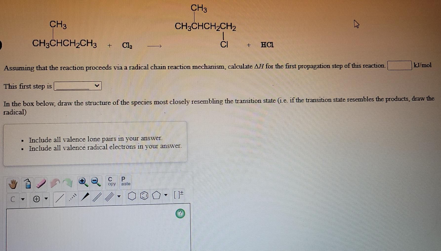 Solved CH3 CH3 Acx CH3CHCH2CH2 CH3CHCH2CH3 Cl2 CI + HCI | Chegg.com