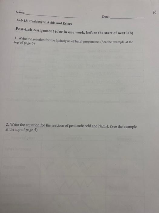 Solved Lab 13: Carboxylic Acids and Esters Post-Lab | Chegg.com