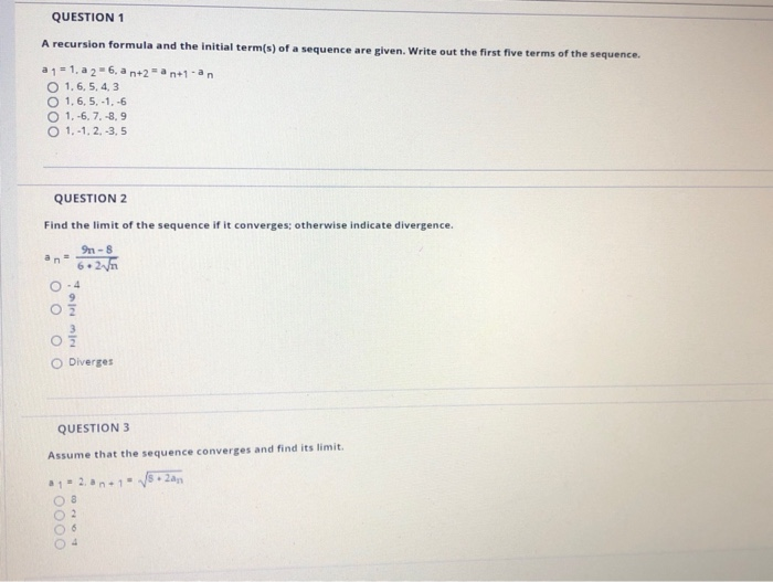 Solved QUESTION 1 A recursion formula and the initial | Chegg.com