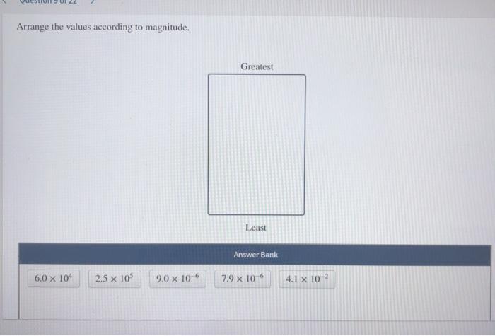 Solved Arrange the values according to the absolute value. | Chegg.com