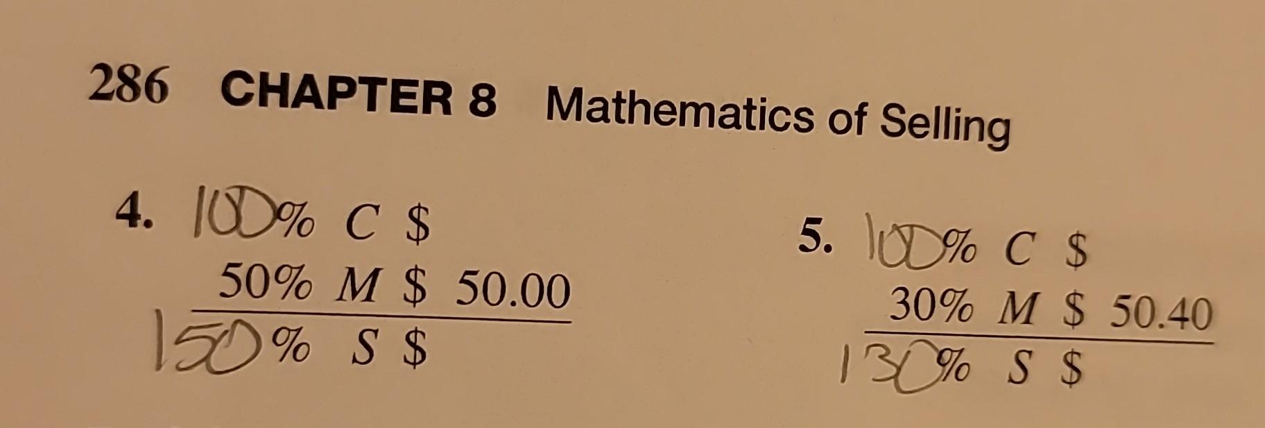 Solved 286 CHAPTER 8 Mathematics of Selling | Chegg.com