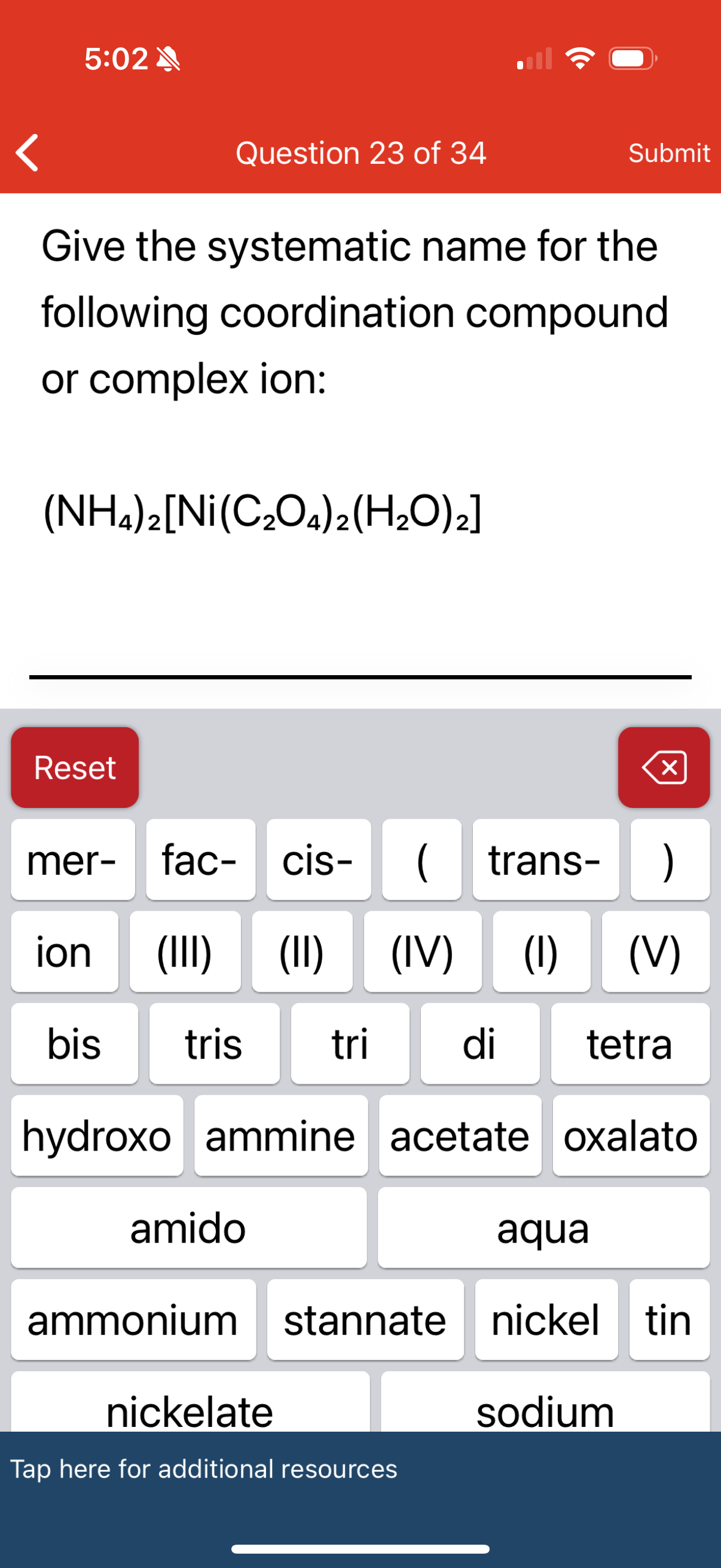 Solved 5:02Question 23 ﻿of 34SubmitGive the systematic name | Chegg.com