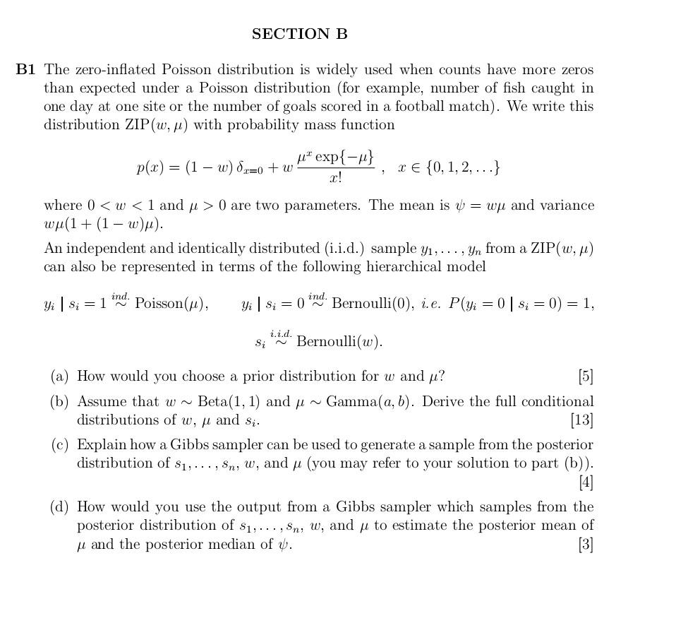 Solved 1 The zero-inflated Poisson distribution is widely | Chegg.com