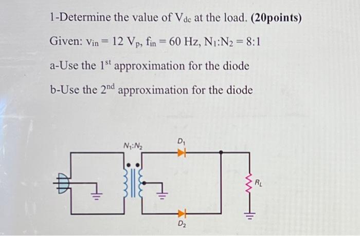 Solved 1-Determine the value of Vdc at the load. (20points) | Chegg.com