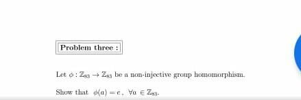Solved Problem three : Let 0:28 + Z be a non-injective group | Chegg.com